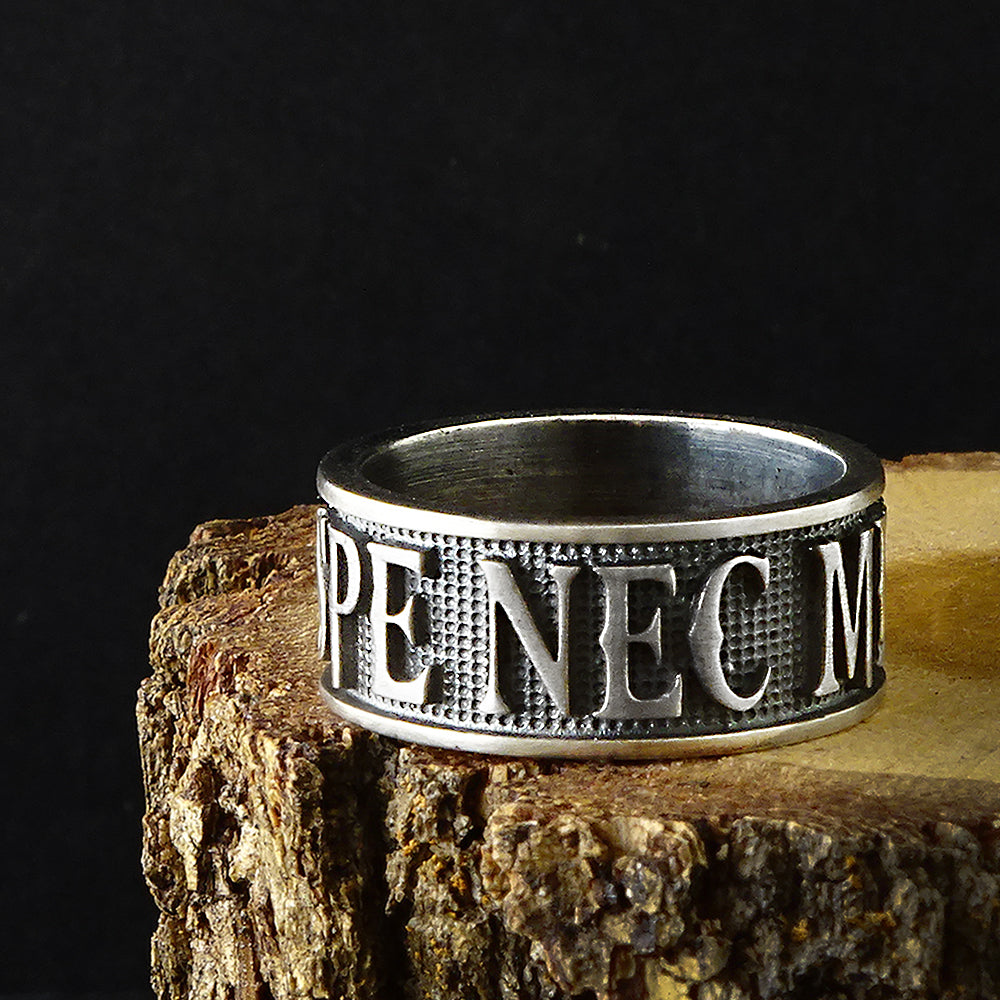 Men's Silver Band Ring NEC SPE, NEC METU Latin Quote Jewelry | JFM – J F M