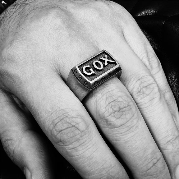 Personalized Men's Signet Ring Heavy Silver Band with Initials | JFM ...
