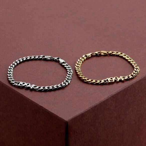 Customized Solid Silver Number Bracelet for Men Miami Chain – J F M