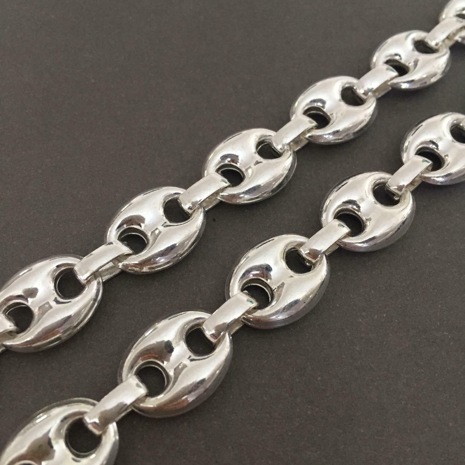 Mens Mariner Puffed Link Chain Necklaces 12mm 42GR 925 Silver Sterling ...