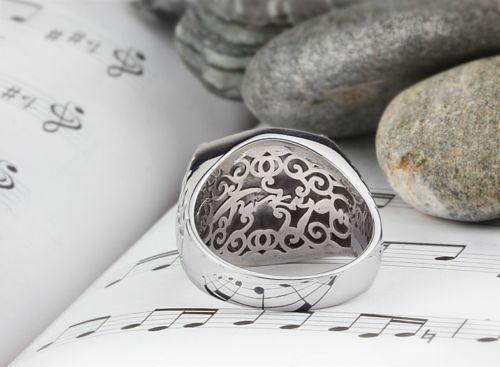 Watch Band Men's Ring with 4 Genuine Diamonds and Abalone In 925 Sterl ...