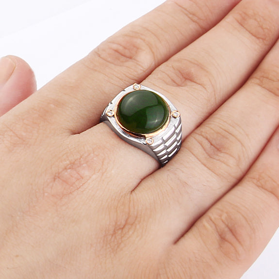 Men's Watch Band Ring in Silver with 4 Genuine Diamonds & Agate | JFM ...