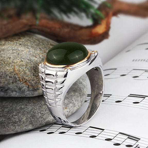 Men's Watch Band Ring in Silver with 4 Genuine Diamonds & Agate | JFM ...