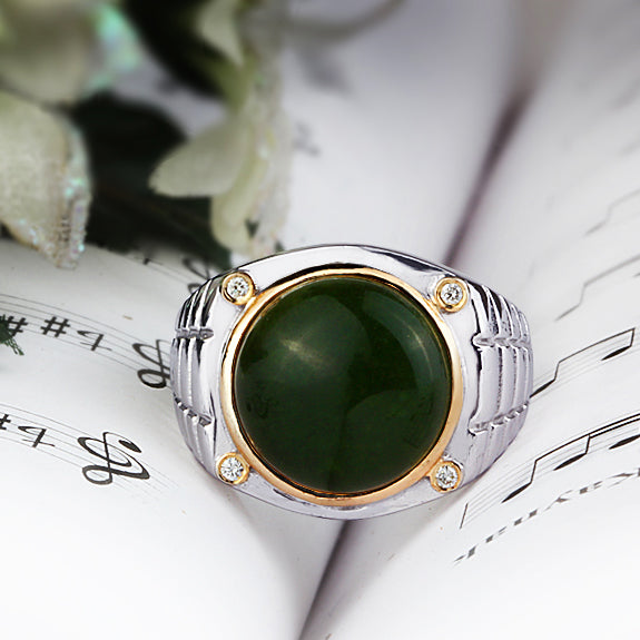 Men's Watch Band Ring in Silver with 4 Genuine Diamonds & Agate | JFM ...