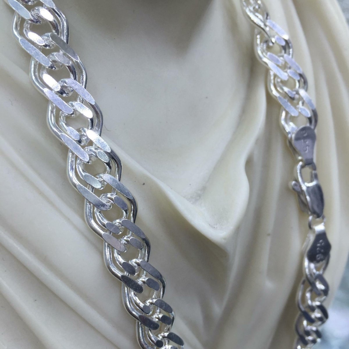 Sterling Silver Men's Double Link Necklace 26 Inch 9.5mm – J F M